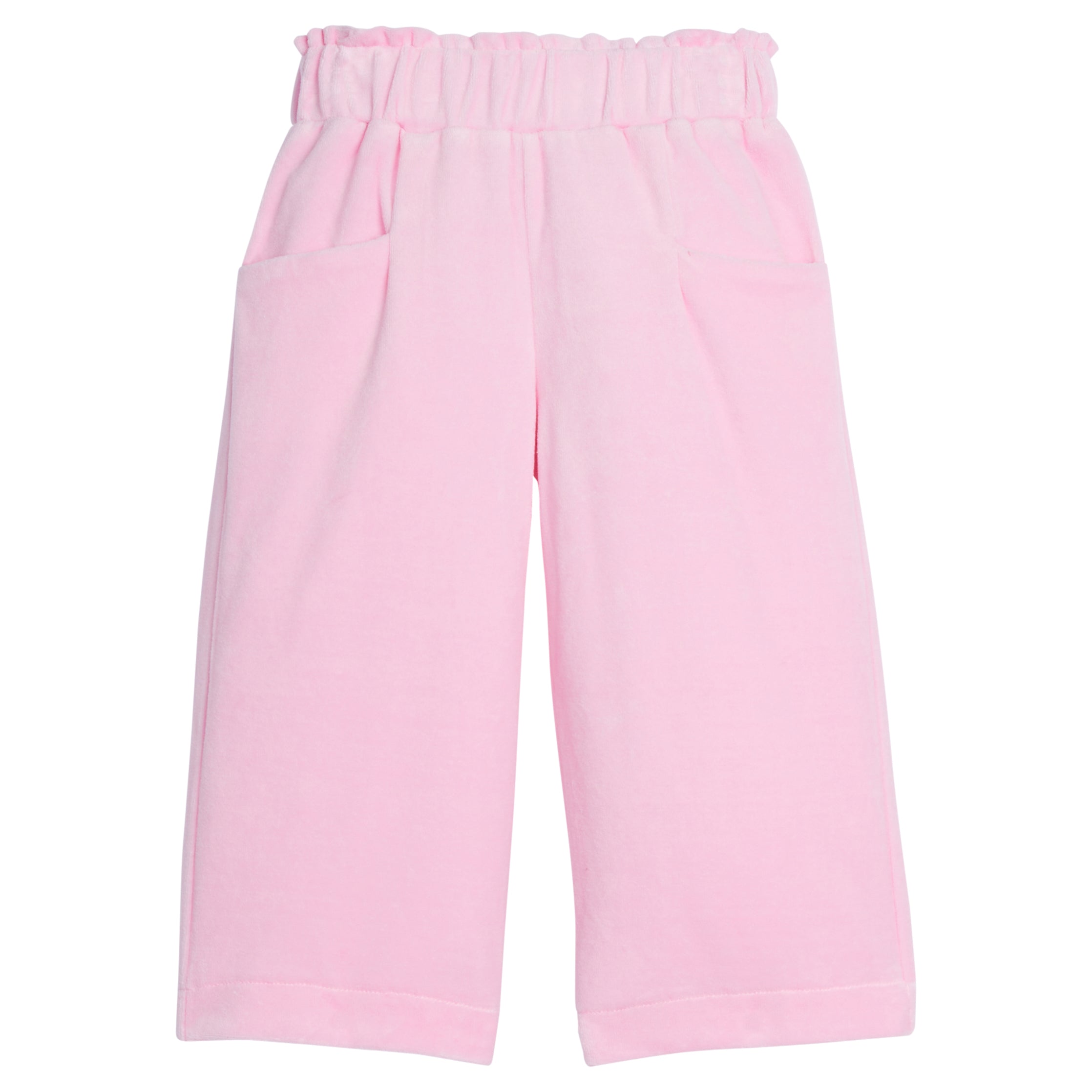 Cropped Palazzo Pants Pink Velour BISBY